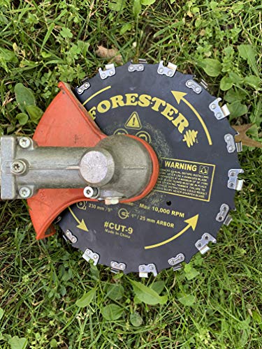 FORESTER Brush Cutter Blades and File Set - Trimmer Chainsaw Tooth Saw Blade - for Trimming Trees, Cutting String, Underbrush, and More - 20 Tooth 9" Circular Brush Blade with 3/16" File