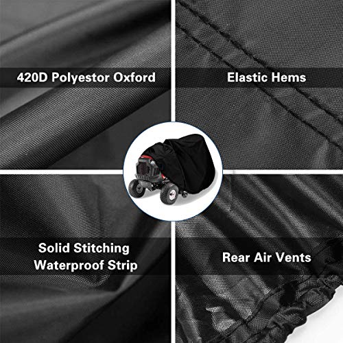 Riding Lawn Mower Cover - Heavy Duty 420D Polyester Oxford Waterproof, UV Protection Universal Fit & Cover Storage Bag-Black
