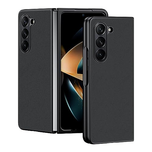 THikk Leather Case for Samsung Galaxy Z Fold 5, Premium Faux Leather Slim Phone Case Scratch Resistant Protective Cover for Samsung Galaxy Z Fold 5,Black