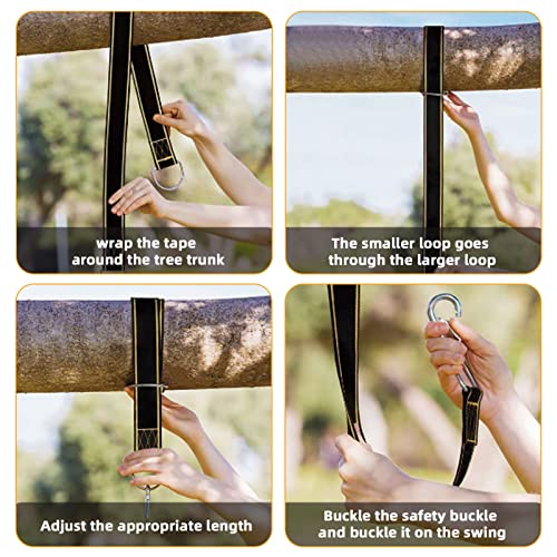defutay Tree Swing Hanging Straps Kit - 2PC 5FT Extra Long Straps with Safer Lock Snap Carabiners - Easy Fast Installation - Perfect for Hammock,Tree Swing (5 FT)