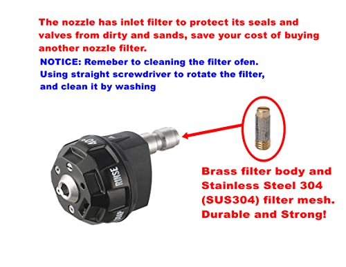 Meteor Blast Pressure Washer Spray Nozzle, 6-in-1 Quick Change over and Adjustable, 1/4in Plug Connect Tips MAX 4000PSI for Pressure Washer