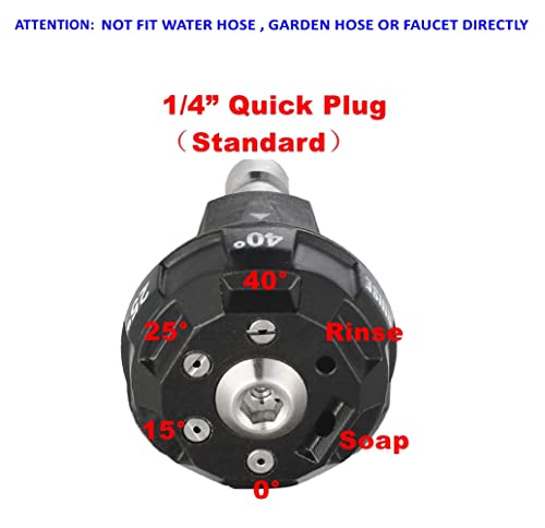 Meteor Blast Pressure Washer Spray Nozzle, 6-in-1 Quick Change over and Adjustable, 1/4in Plug Connect Tips MAX 4000PSI for Pressure Washer