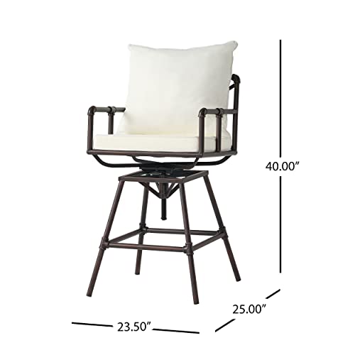 Christopher Knight Home Northrup Pipe Outdoor Adjustable Barstool, Black Copper