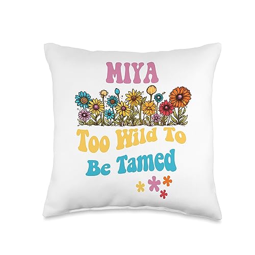 Wildflower Gift For Women Gift For MIYA Cute Retro Girls Wildflower Miya Name Throw Pillow, 16x16, Multicolor
