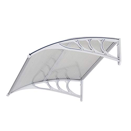 Window Awning 30" x 40", Polycarbonate Cover Front Door Outdoor Patio Awning Canopy UV Rain Snow Protection Hollow Sheet - Transparent Board & White Holder