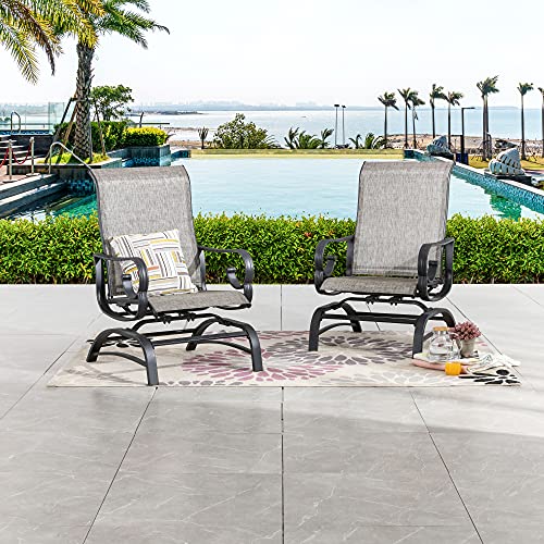 LOKATSE HOME Patio Bistro Armchairs Set of 2 Outdoor Dining Seating Chair with Fabric Metal Frame, Textilene Mesh, 2, Grey