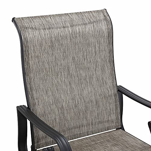 LOKATSE HOME Patio Bistro Armchairs Set of 2 Outdoor Dining Seating Chair with Fabric Metal Frame, Textilene Mesh, 2, Grey