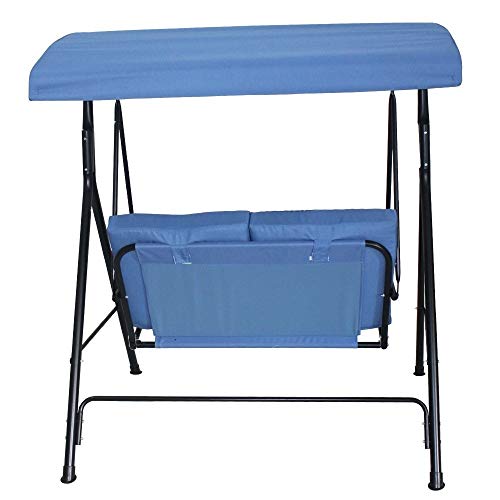 Homebeyond Patio 2 Seater Swing Top | Sunshade Hammock Cover UV Protected Waterproof Outdoor Seat for Garden Pool Porch | Swing Canopy with Stand (Blue) - SW-2B