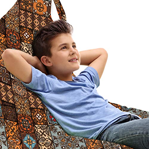 Lunarable Talavera Lounger Chair Bag, Hispanic Tile Motifs Vintage Design Mosaic Ornamental Swirls Image, High Capacity Storage with Handle Container, Lounger Size, Multicolor