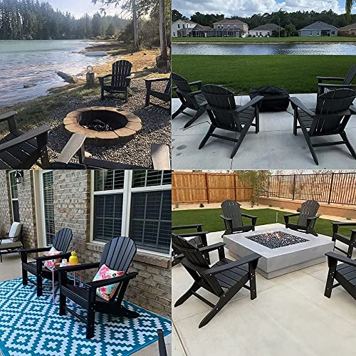 POLYDUN Adirondack Chair, HDPE Outdoor Weather Resistant Plastic Patio Chairs for Pool, Deck, Garden, Backyard, Fire Pit and Lawn Chairs (Black)
