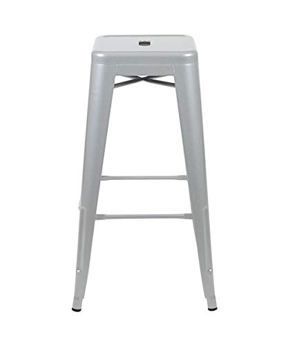 Flash Furniture Lily 30" High Metal Indoor Bar Stool in Silver - Stackable Set of 4
