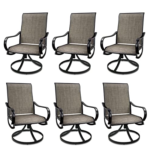 MEOOEM Outdoor Swivel Chairs Set of 6 Bistro Patio Dining Chairs High Back Armchairs for Garden Backyard, Supports 250 lbs
