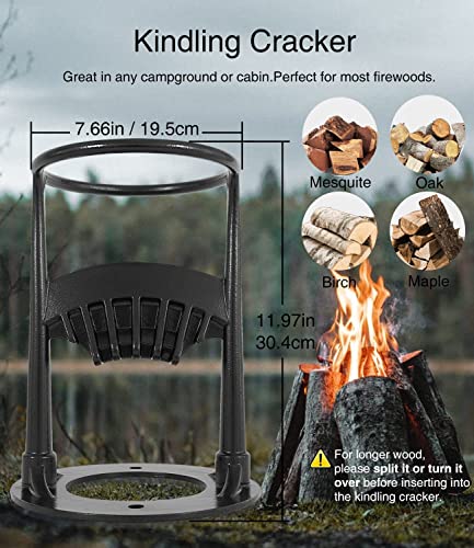 2023 Upgrade Heavy Duty 12lb Kindling Cracker, Firewood Splitter Wedge, Cast Iron Splitting Wedge, No Sharp Edge Wood Splitter, Manual Log Splitter, Maul Kindling Splitter Cracker, 7.7'' x 12''