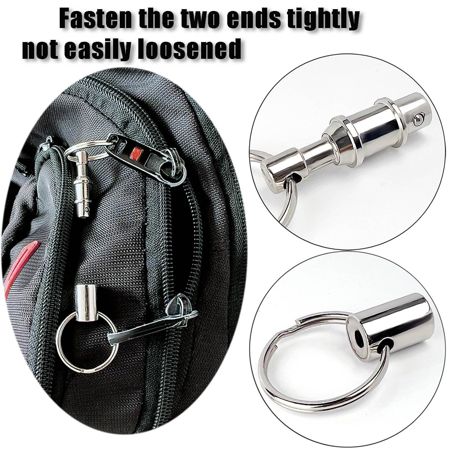 Tenalleys 4 Pack Quick Release Keychain Detachable Pull Apart Keychain Dual Pull Apart Key Chain(Silver)