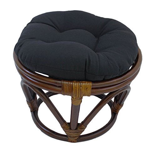 Blazing Needles Solid Twill Round Footstool Cushion, 18", Black