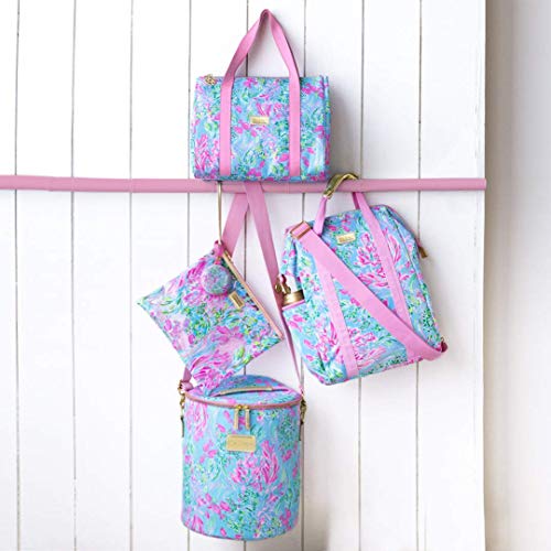 Lilly Pulitzer Insulted Backpack Cooler Large Capacity, Pink/Blue Portable Soft Cooler Bag for Picnics, Beach, Pool, Hiking, Best Fishes