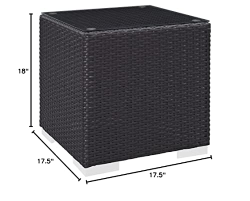 Modway Convene Wicker Rattan Outdoor Patio Side Table in Espresso