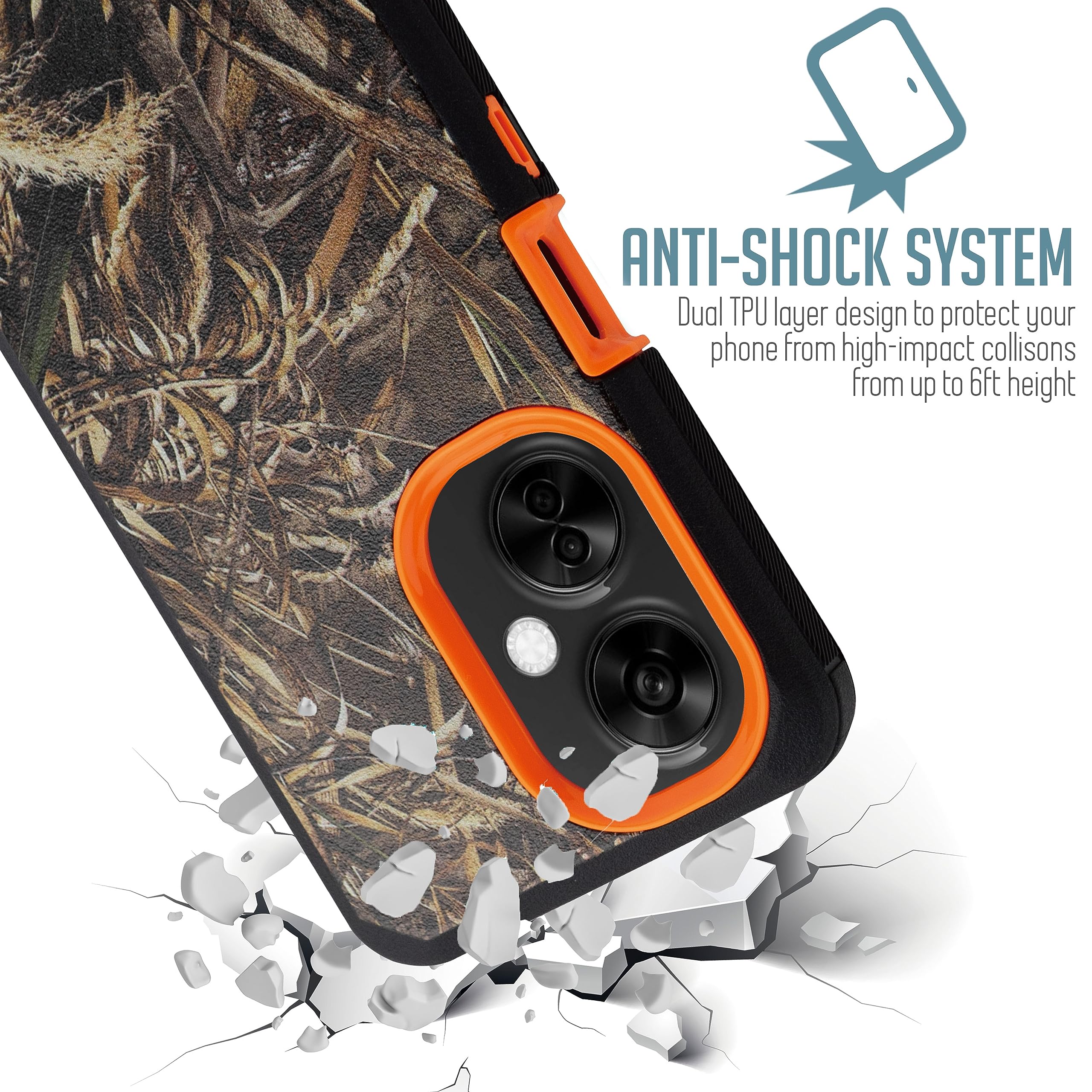 Customerifrst Shockproof Phone Case Compatible OnePlus Nord N30 5G with Belt Clip Holster Phone Case, Heavy Duty Rugged Full-Body Cover with Kickstand Built in Screen Protector (Camo)