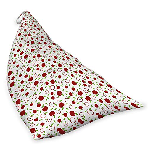 Lunarable Fruits Lounger Chair Bag, Continuous Pattern of Halved and Leaves Repeated on a Plain Background, High Capacity Storage with Handle Container, Lounger Size, Ruby Green