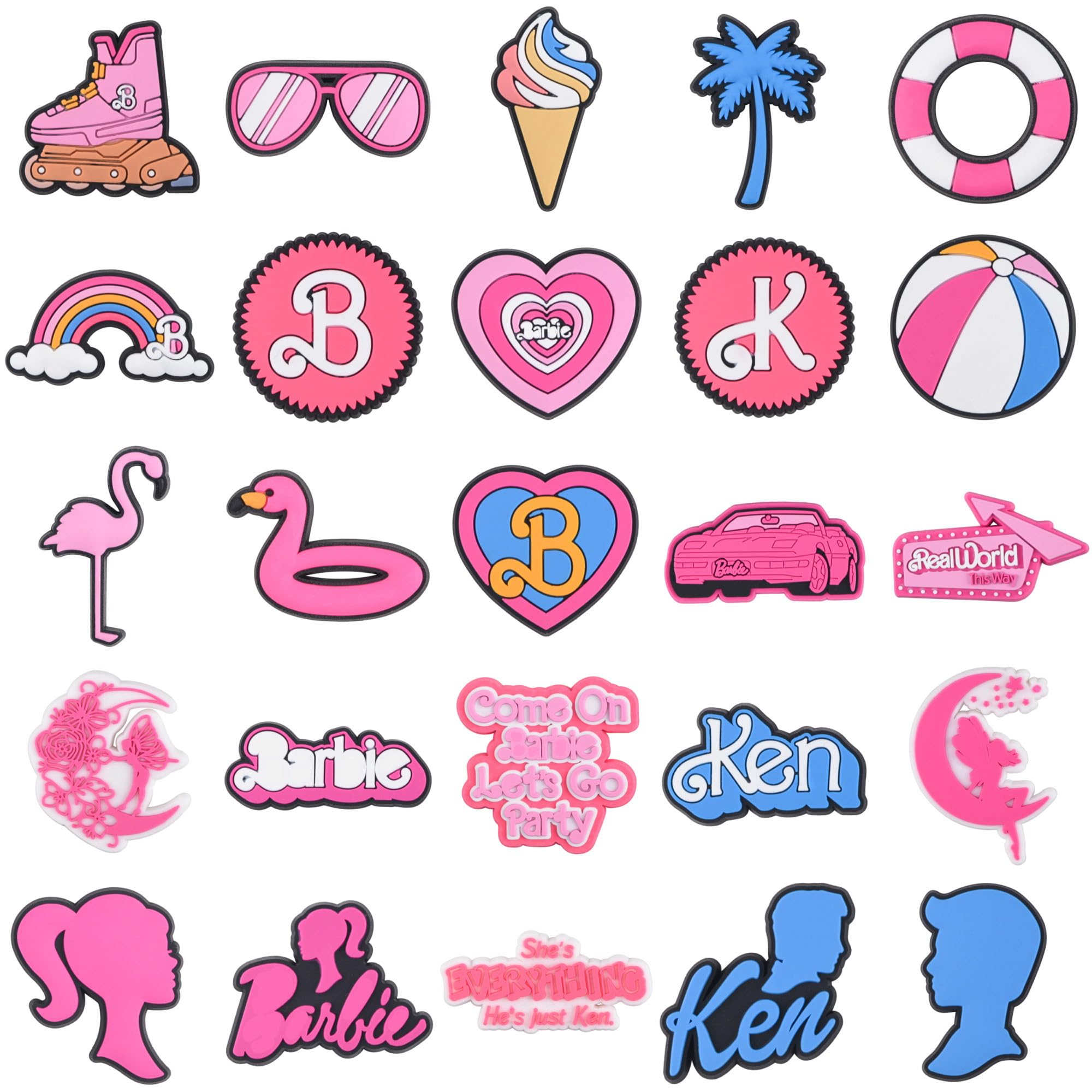 Pink Shoe Charms Cute Croc Charms Decoration for Girls Women PVC Bracelet Clog Accessories Party Favor