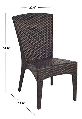 Safavieh Patio Collection New Port Wicker Stackable Outdoor Chairs, Brown, Set of 2