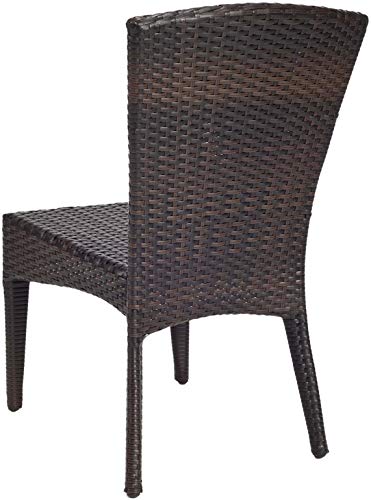 Safavieh Patio Collection New Port Wicker Stackable Outdoor Chairs, Brown, Set of 2