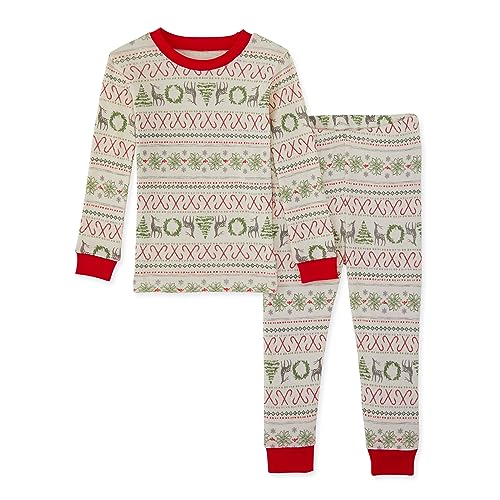 Burt's Bees Baby Baby Girls' Pajamas, Tee and Pant 2-Piece Pj Set, My Deerest Fair Isle, 2T