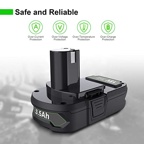 Bonadget 2Pack 18V 3.5Ah Replacement for Ryobi 18V Lithium Battery One Plus P102 P103 P104 P105 P107 P108 P109 Cordless Tools