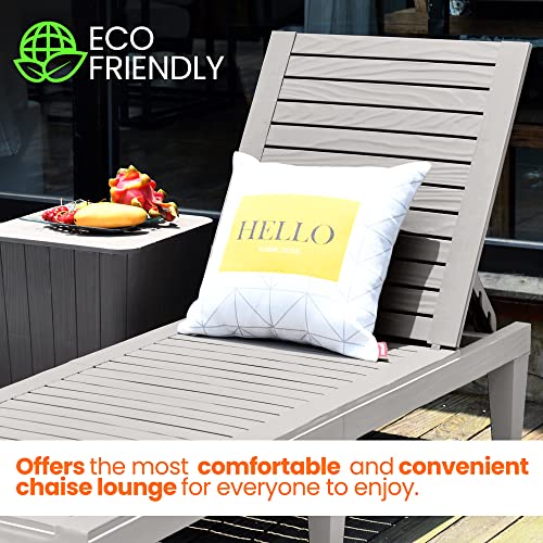 SereneLifeHome Adjustable Outdoor Patio Chaise Lounge - Marine Grade Water Resistant Durable Reclining Lounger, Fire Pit with 5-Position Multi-Level Backrest Adjustment, SLLOUNG70