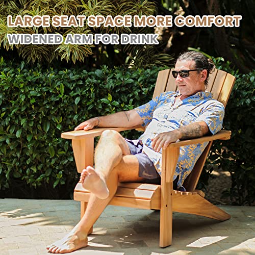 OTSUN Teak Oversized Adirondack Chair [No Rot or Fade], [ Ultra-Durable ] 100% Solid Grade-A Teakwood Patio Lounge Chairs Weatherproof for Outdoor, Yard, Poolside