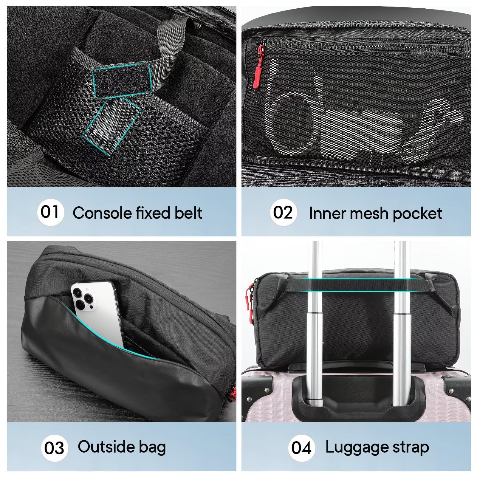 Gepicest Carrying Case for Steam Deck Rog Ally Switch Hori Split Pad Pro Handheld Console Accessories Dock Station AC Charger Soft Sling Shoulder Carry Bag Daily Travel Portable Game Case Red Black