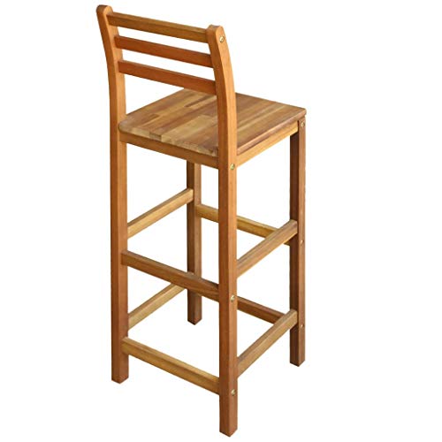 vidaXL 2/4x Solid Acacia Wood Bar Stool Outdoor Garden Bistro Chairs Stools
