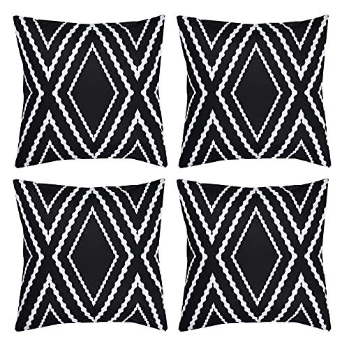 4 Pack Decorative Outdoor Waterproof Throw Pillow Covers 18 x 18 Inches Patio Furniture Pillows Waterproof Geometric Garden Cushion Case Boho Pillow Shell for Patio Garden Couch Sofa