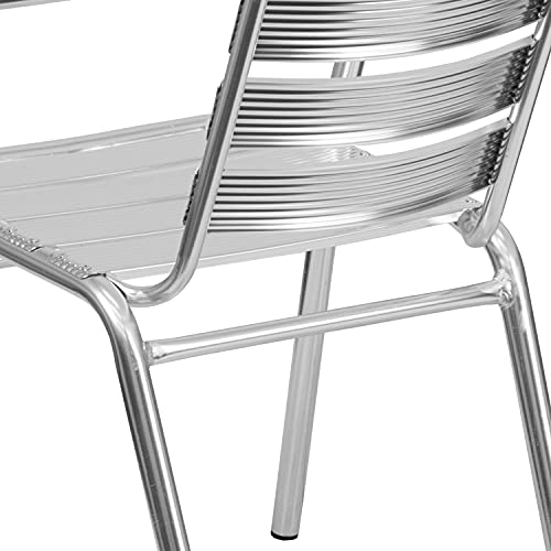 EMMA + OLIVER Heavy Duty Aluminum Indoor-Outdoor Stack Chair w/Triple Slat Back