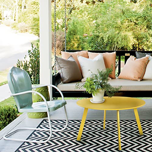 Grand patio Round Outdoor Coffee Table, Weather Resistant Metal Large Side Table for Balcony, Porch, Deck, Poolsid, Yellow