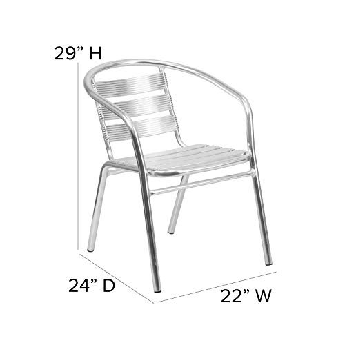 EMMA + OLIVER Heavy Duty Aluminum Indoor-Outdoor Stack Chair w/Triple Slat Back
