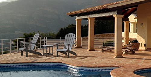 PolyTEAK Adirondack Chair, All Weather Outdoor Patio Furniture for Porches, Decks, and Pool Side, Element Collection, Grey
