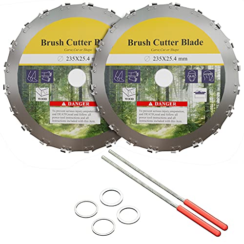 Brush Cutter Blades 9" x 20 Tooth,2 Pcs Chainsaw Weed Eater Saw Blades with 2 Round Files and 4 Washers for Brush Cutters, String Trimmers and Weed Wacker