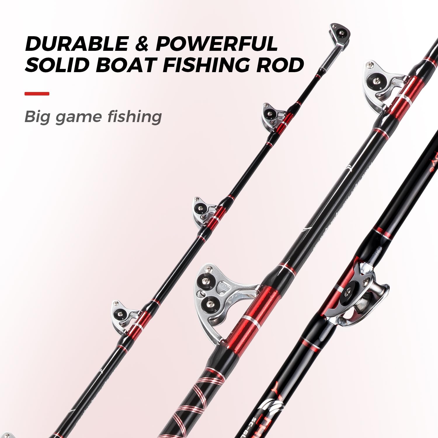 FISHAPPY Bent Butt Trolling Rod Saltwater Offshore Heavy Roller Rod Big Game Conventional Boat Fishing Pole (6' - 80-150lbs - Bent Butt Ⅱ)