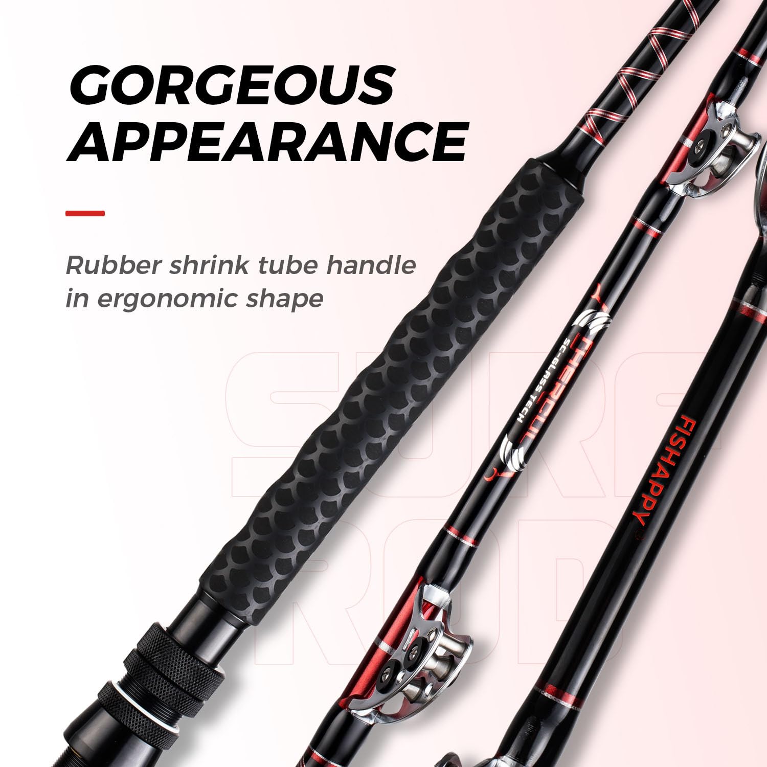 FISHAPPY Bent Butt Trolling Rod Saltwater Offshore Heavy Roller Rod Big Game Conventional Boat Fishing Pole (6' - 80-150lbs - Bent Butt Ⅱ)