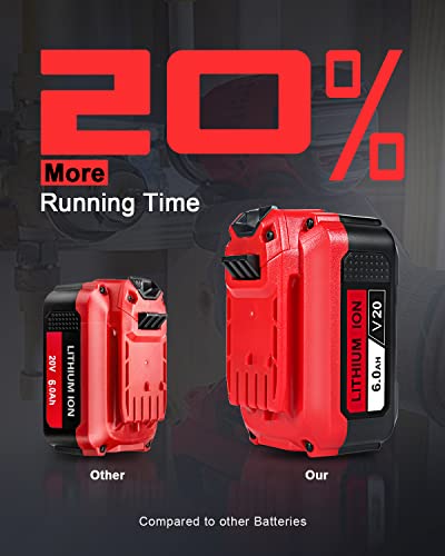 Bslite Replacement for Craftsman 20V Battery 6.0Ah CMCB206 Fit for Craftsman V20 20V Max Battery CMCB204 CMCB202 CMCB209 Compatible with Craftsman Battery 20V Tools and Charger(2Packs)