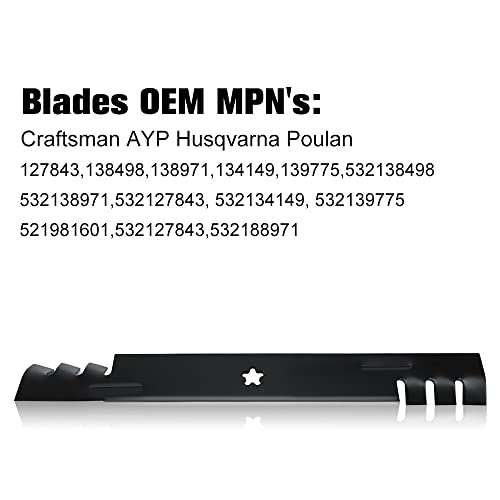 Grasscool 42 inch Mower Mulching Blades for Craftsman LT1000 YT3000 LT2000 T1200 42'' Deck Lawnmower Replace for Poulan 138971 532138971 138498