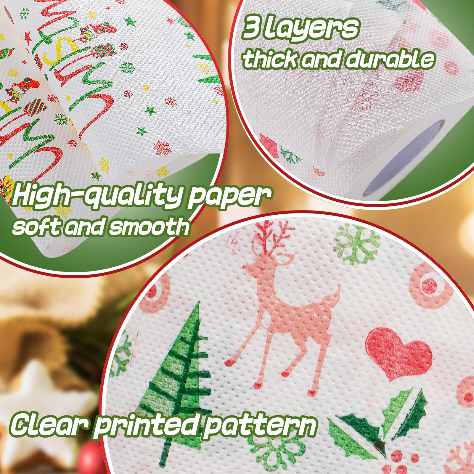 Merry Christmas Toilet Paper- Christmas Toilet Paper Roll for White Elephant Gifts, Tissue Napkin Prank Fun- Christmas Decorations for Xmas Stocking Stuffers Novelty Gift Idea, 2 Roll