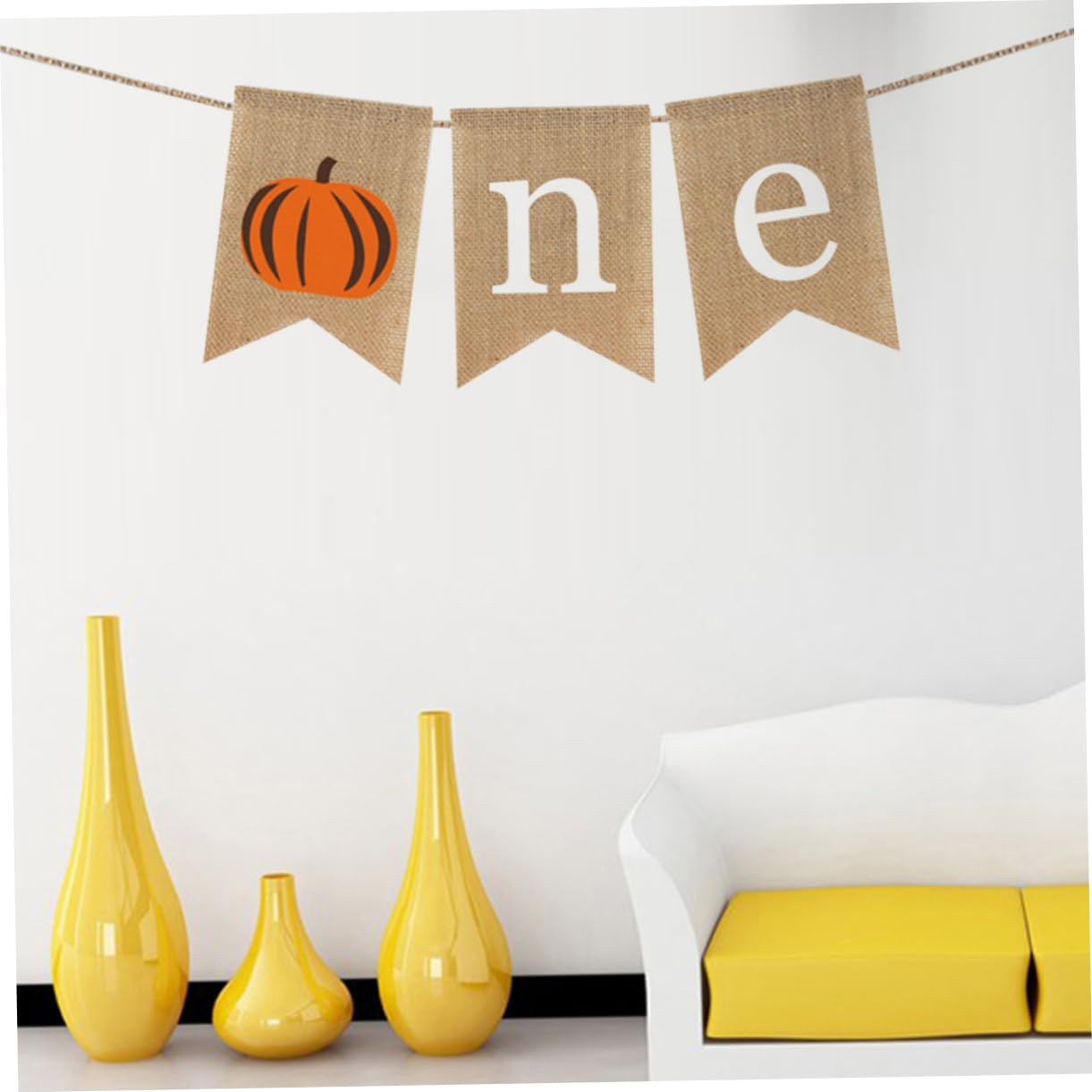 ibasenice 3pcs Kids First Birthday Bunting First Birthday Hanging Garland Halloween Theme Banner Burlap Banner Rings Baby Pumpkin