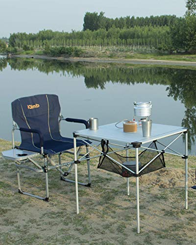 iClimb 2 Padded Rocking Folding Chair and 1 Folding Square Table Bundle for Two Person Camping Patio Porch Backyard Lawn Garden Balcony Indoor Outdoor