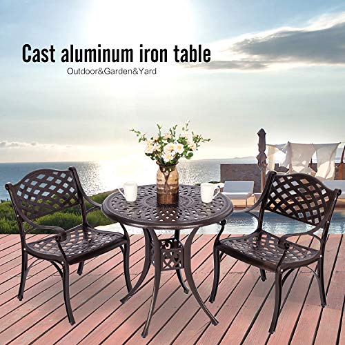 Puluomis Outdoor Patio Retro Bistro Cast Aluminum Dining Chairs, 2 Sets