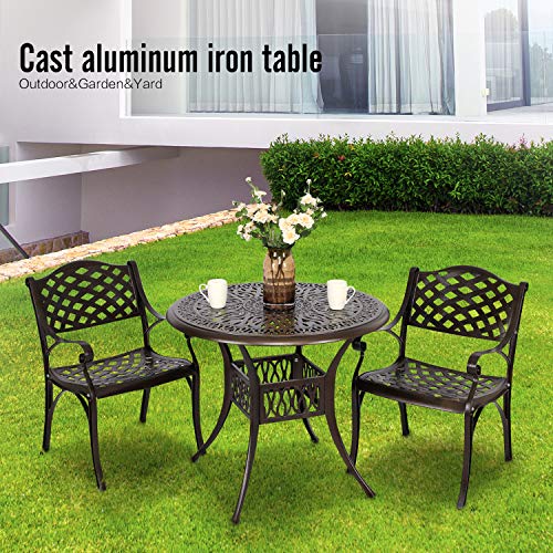Puluomis Outdoor Patio Retro Bistro Cast Aluminum Dining Chairs, 2 Sets