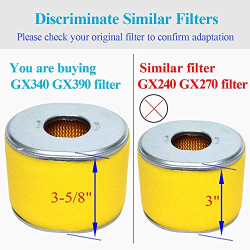 HOODELL 5 Pack 17210-ZE3-505 Air Filter, Professional 17210-ZE3-010 Air Filter with Pre Cleaner, Fit for Honda GX390 13HP GX340 11HP Engine Air Filter