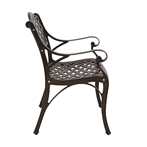 Puluomis Outdoor Patio Retro Bistro Cast Aluminum Dining Chairs, 2 Sets