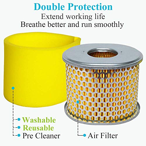HOODELL 5 Pack 17210-ZE3-505 Air Filter, Professional 17210-ZE3-010 Air Filter with Pre Cleaner, Fit for Honda GX390 13HP GX340 11HP Engine Air Filter